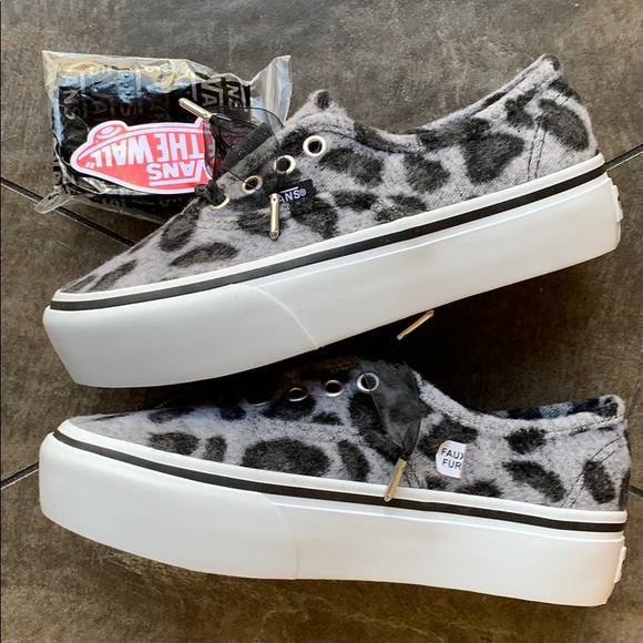 Vans | Shoes | Vans Authentic Platform Fuzzy Snow Leopardtrue Wh | Poshmark